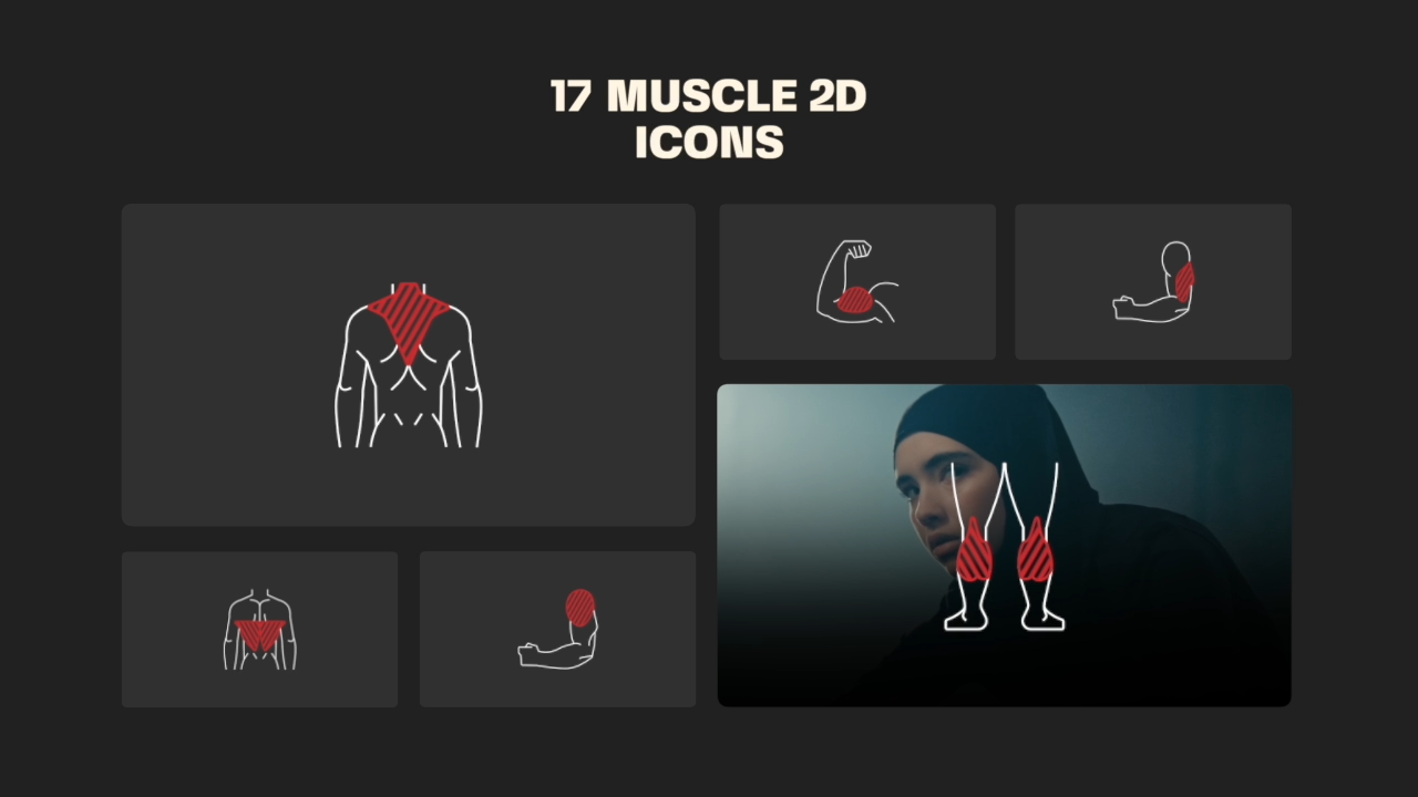 Muscle Animated Icon Pack CapCut | Premiere Pro Pack | CCreation.store ...